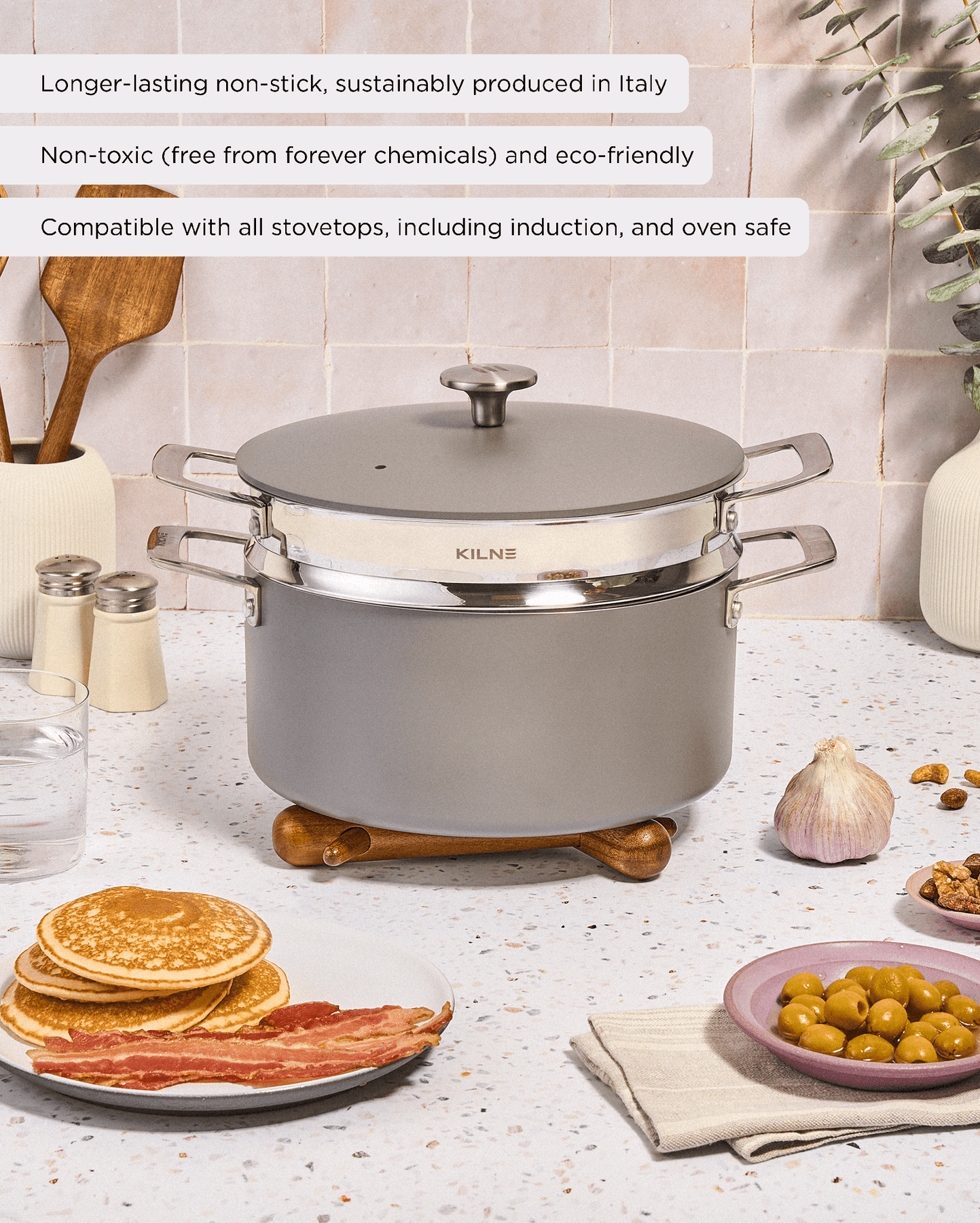 The Kilne Everything Pot + Steamer Bundle | Non-Stick Ceramic Pot ...